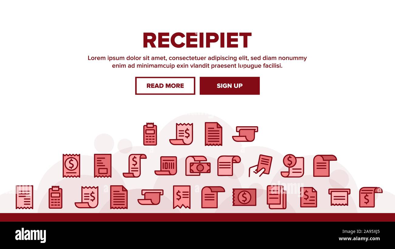 Receipt Bill Landing Web Page Header Banner Template Vector. Receipt ...