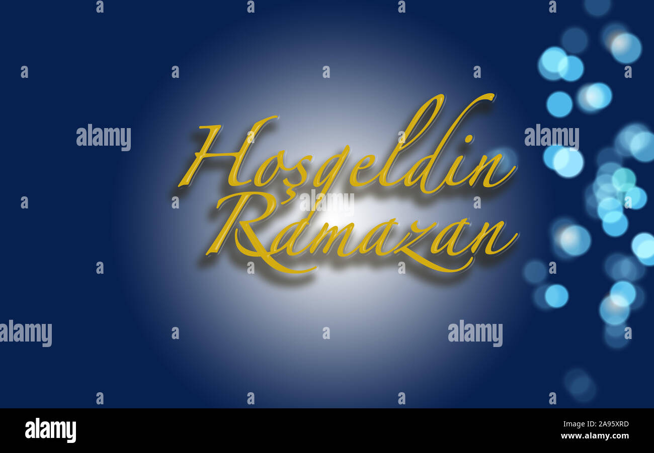 Ramadan celebration with Arabic and Turkish gold text message to ...
