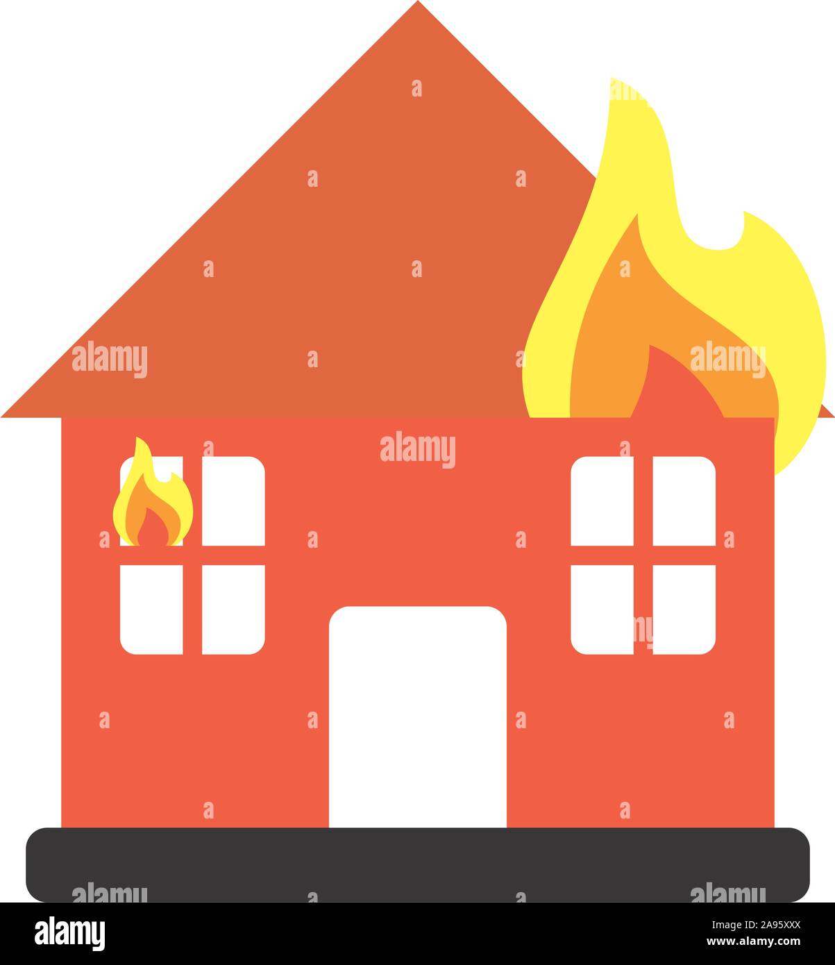 house burning with fire flames flat style icon vector illustration ...