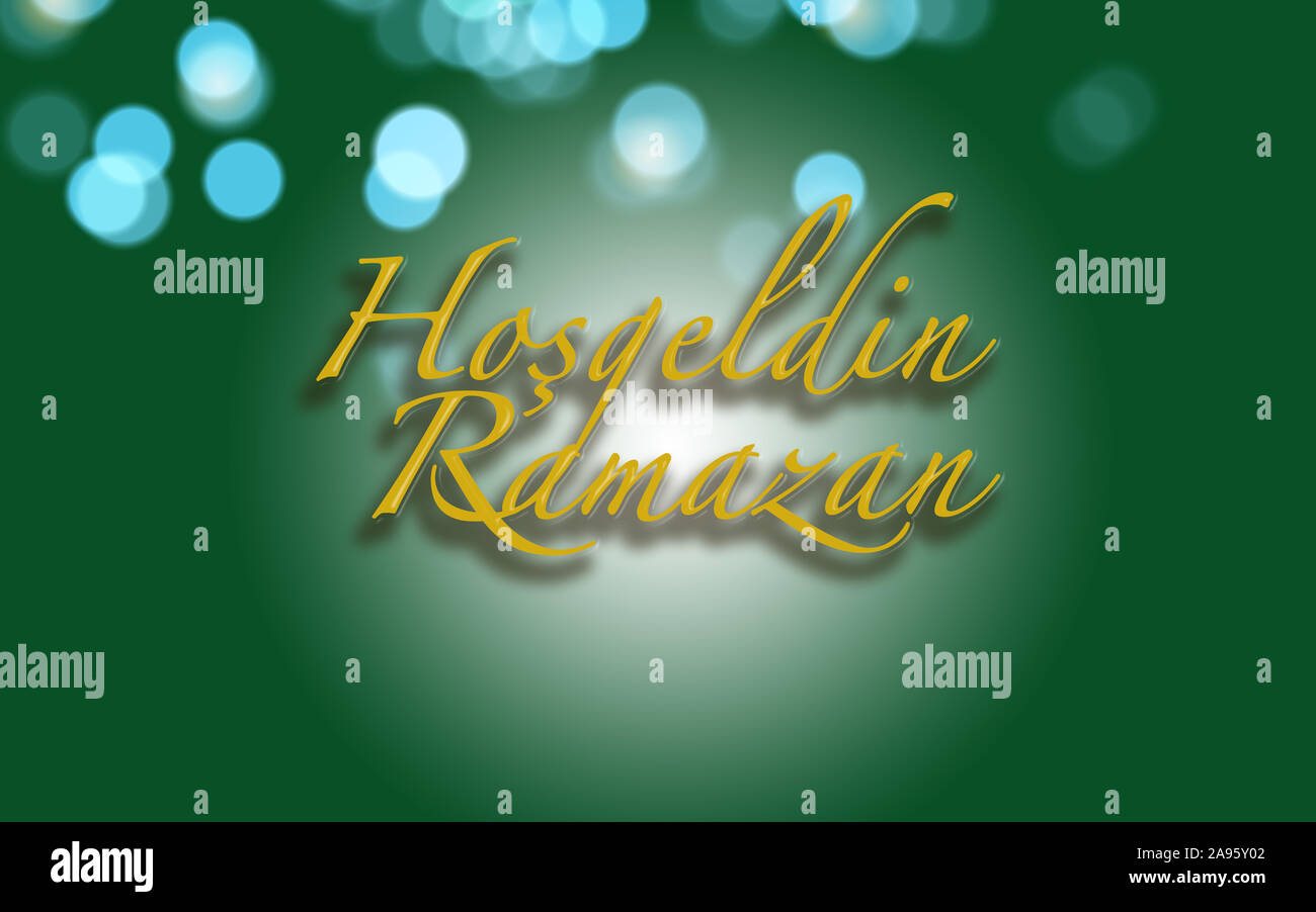 Ramadan celebration with Arabic and Turkish gold text message to ...