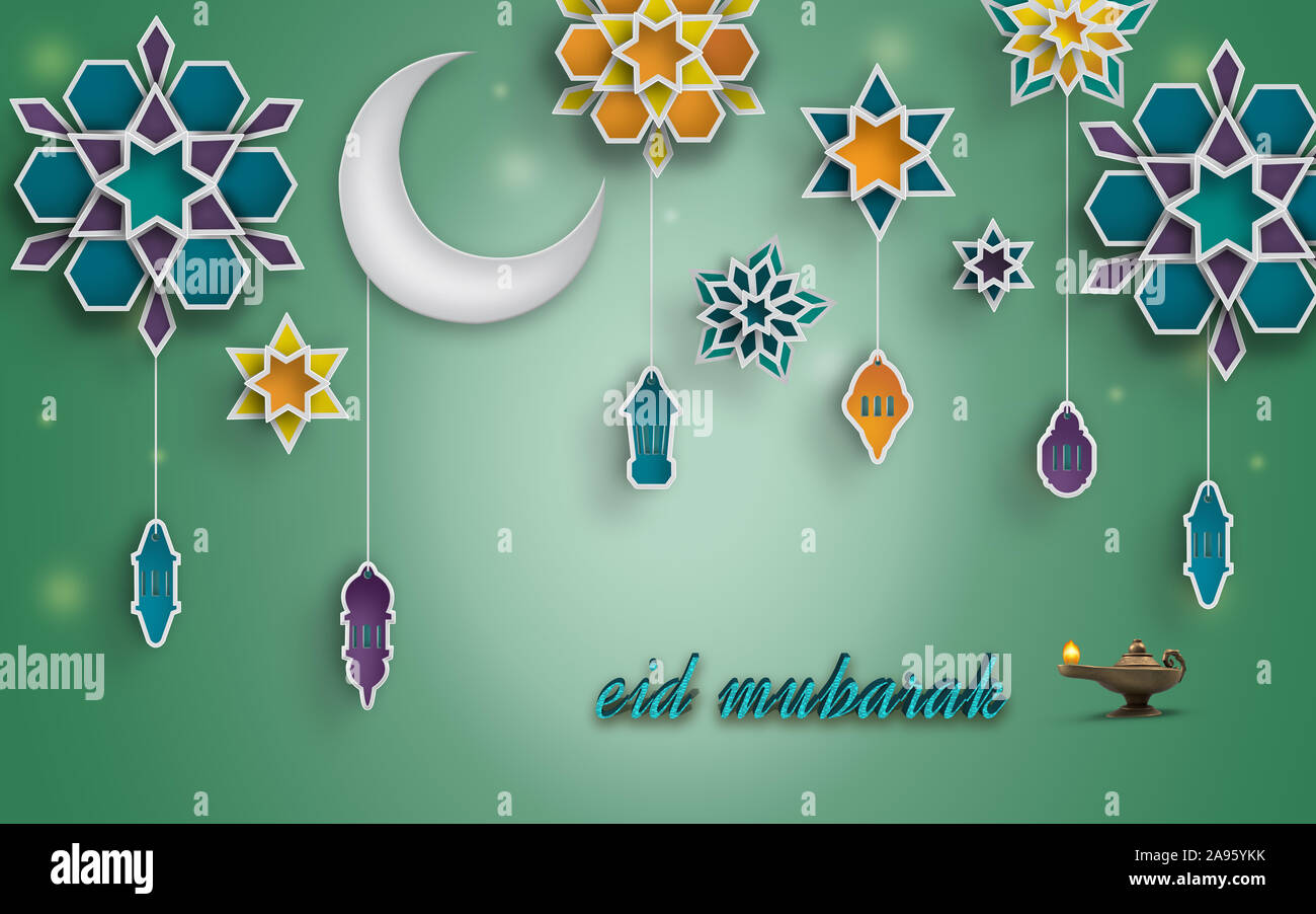 3D Ramadan celebration cartoon syle with English, Arabic and Turkish ...