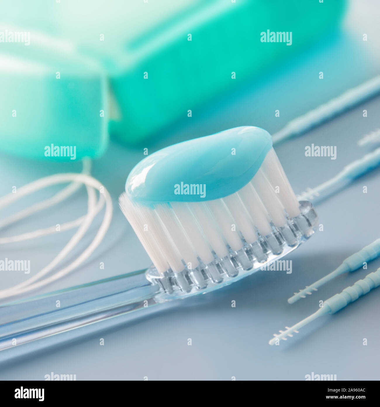 Dental care products Stock Photo - Alamy