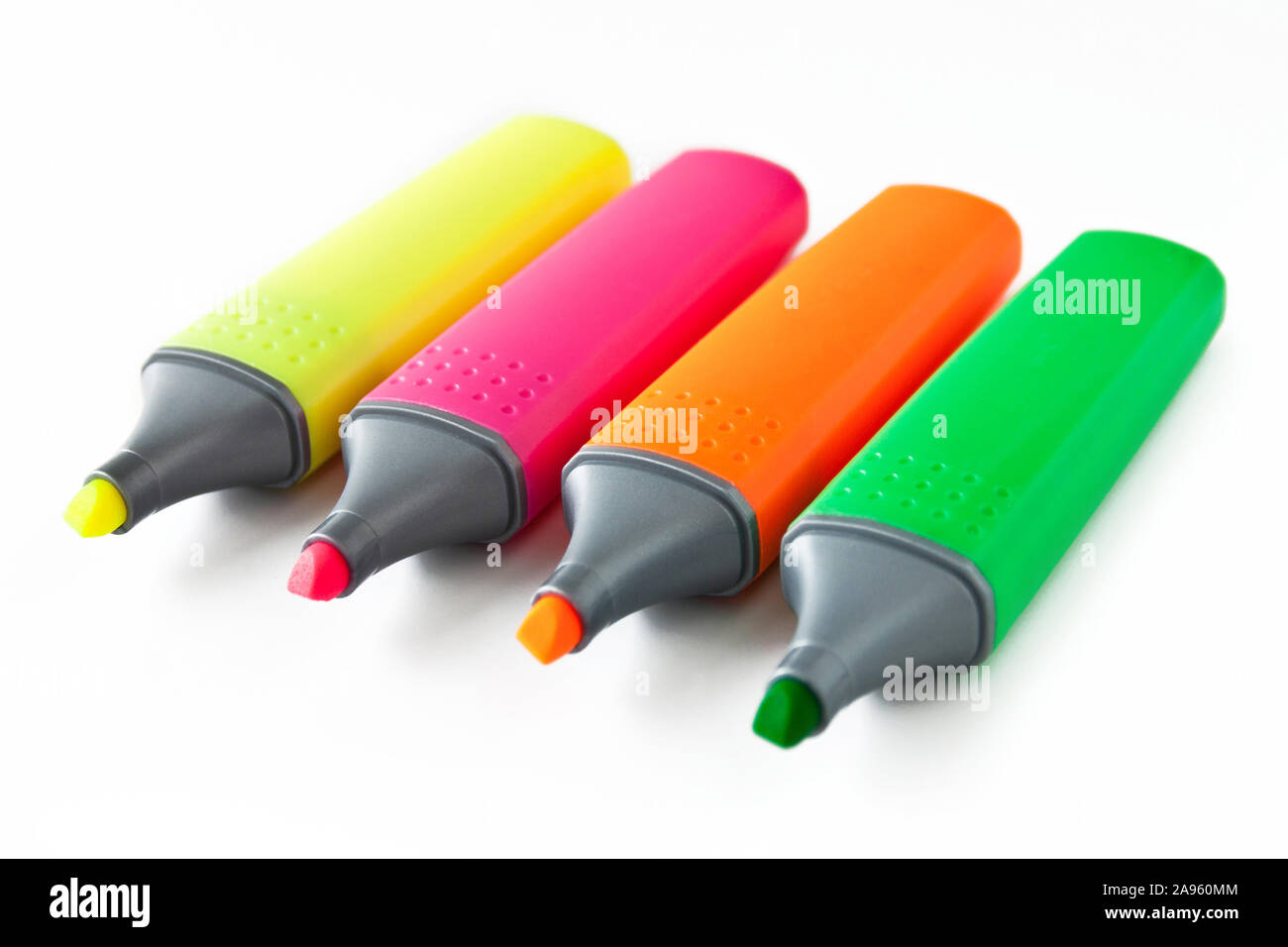 Different Highlighter in a row Stock Photo - Alamy