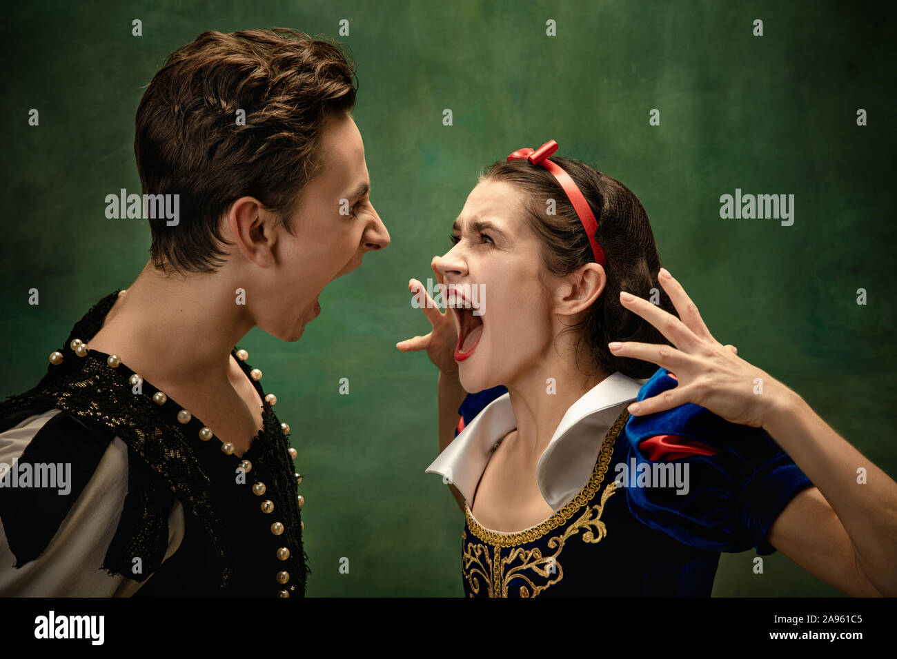 Young ballet dancers as a Snow White's characters in forest. Flexible ...