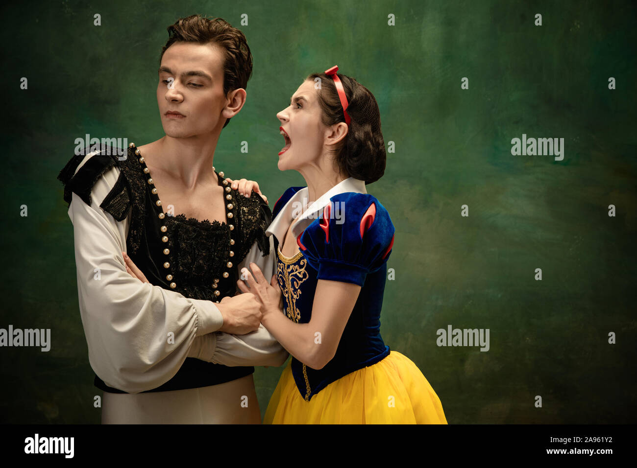 Young ballet dancers as a Snow White's characters in forest. Flexible ...