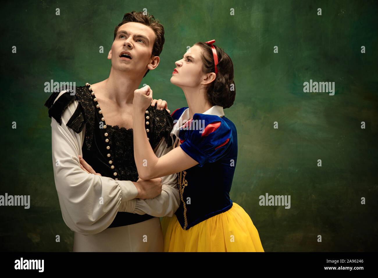 Young ballet dancers as a Snow White's characters in forest. Flexible ...