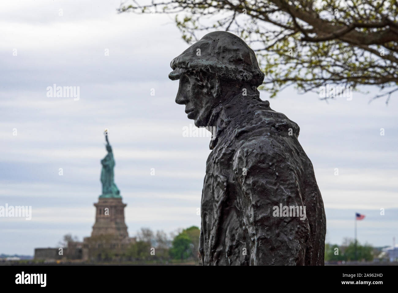 USA, New York, Ellis Island - May 2019: Statue, by Phillip Ratner ...