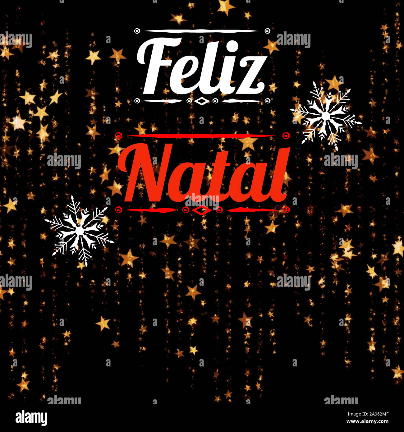 Illustration with "Feliz Natal" written in Portuguese language, with ...