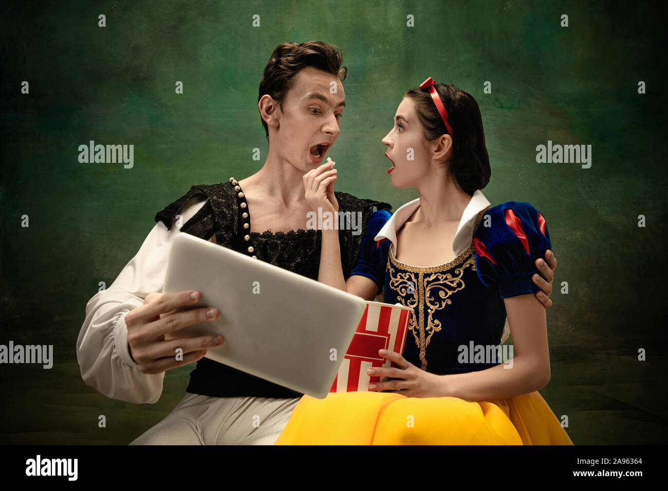 Young ballet dancers as a Snow White's characters in forest. Flexible ...