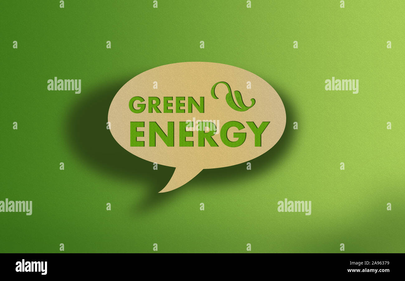 Green Energy text on a recycled brown craft paper with representing ...