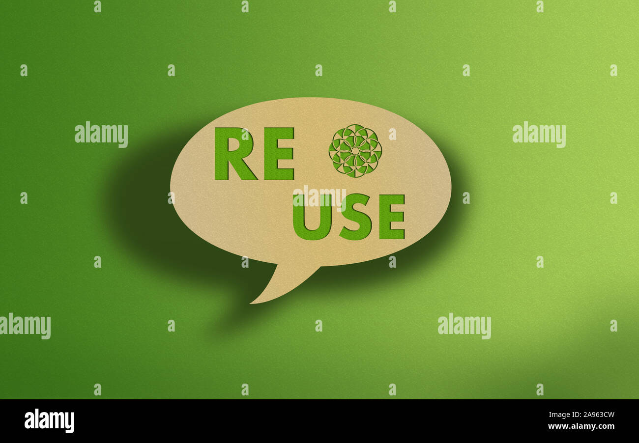 Reuse text on a recycled brown craft paper with representing icons ...