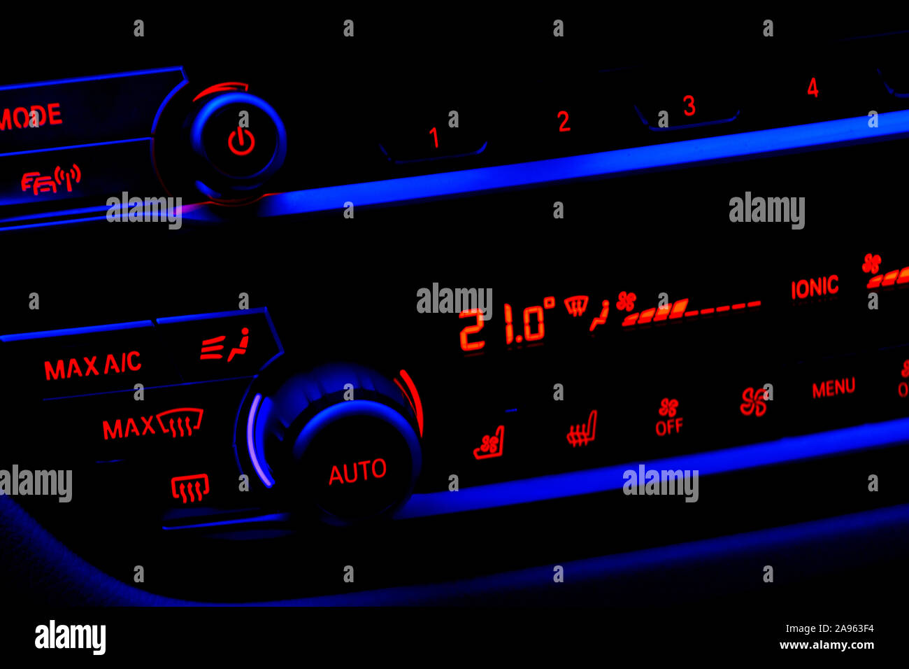 Air conditioning button inside a car. Climate control AC unit in the ...