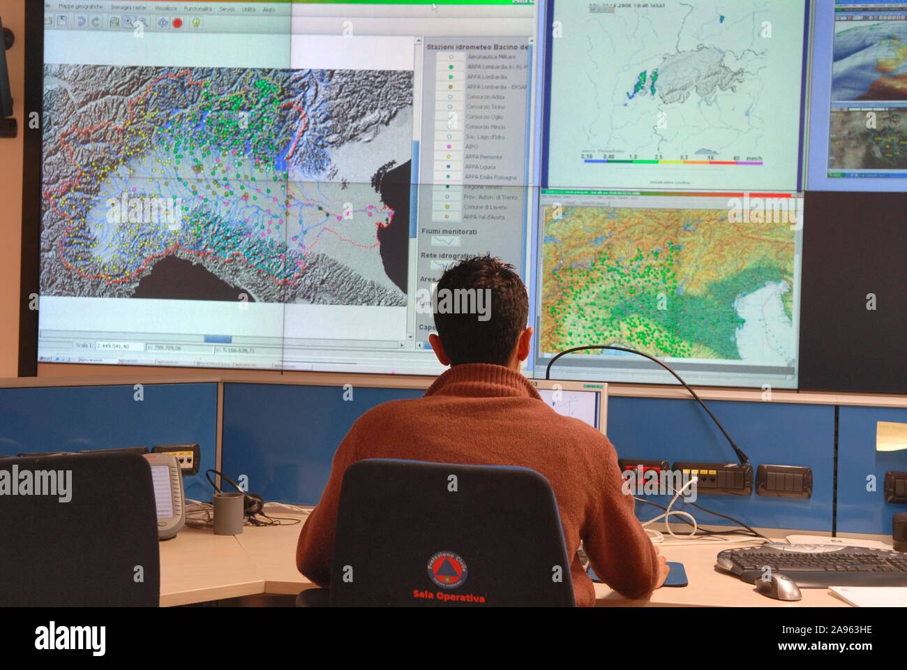 Milan (Italy), operational room of Lombardy Region civil defense Stock ...