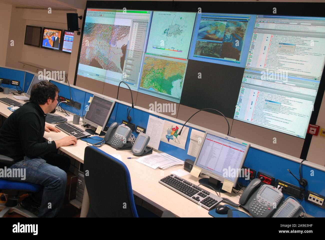Milan (Italy), operational room of Lombardy Region civil defense Stock ...