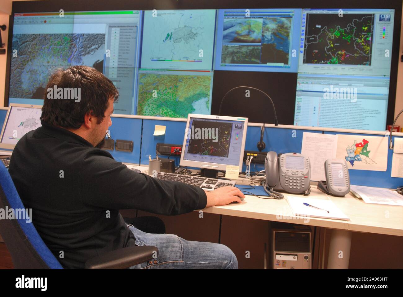 Milan (Italy), operational room of Lombardy Region civil defense Stock ...