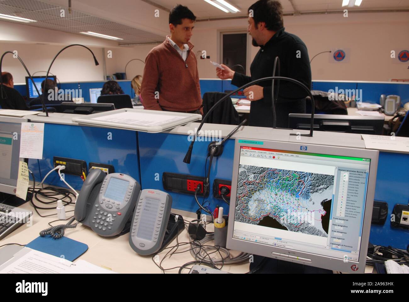 Milan (Italy), operational room of Lombardy Region civil defense Stock ...