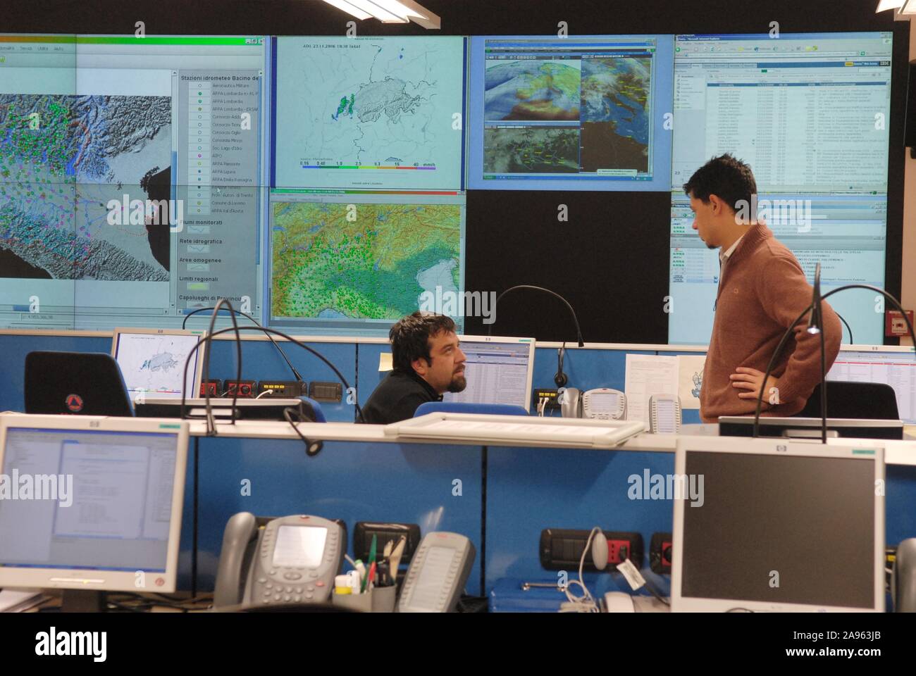 Milan (Italy), operational room of Lombardy Region civil defense Stock ...