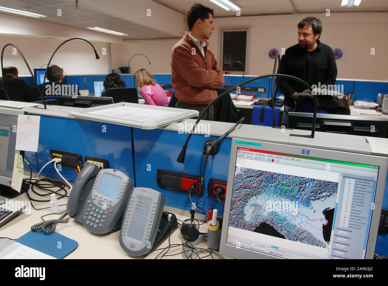 Milan (Italy), operational room of Lombardy Region civil defense Stock ...
