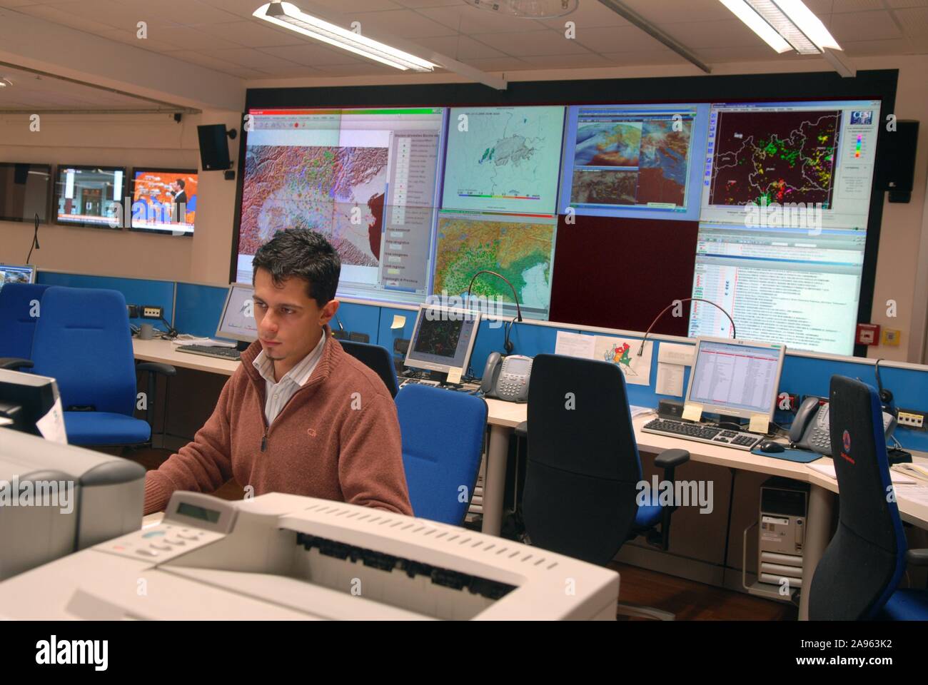 Milan (Italy), operational room of Lombardy Region civil defense Stock ...