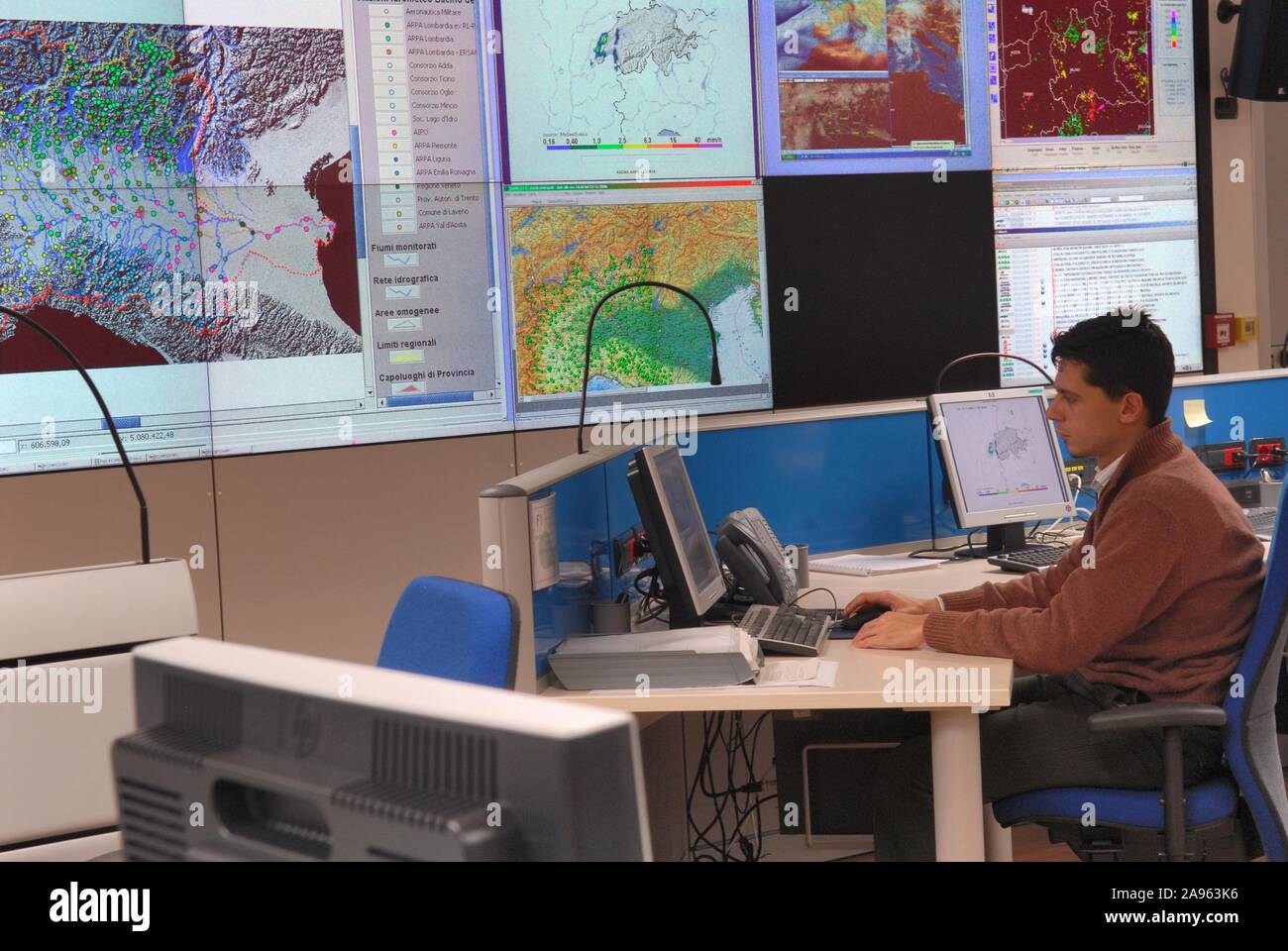 Milan (Italy), operational room of Lombardy Region civil defense Stock ...