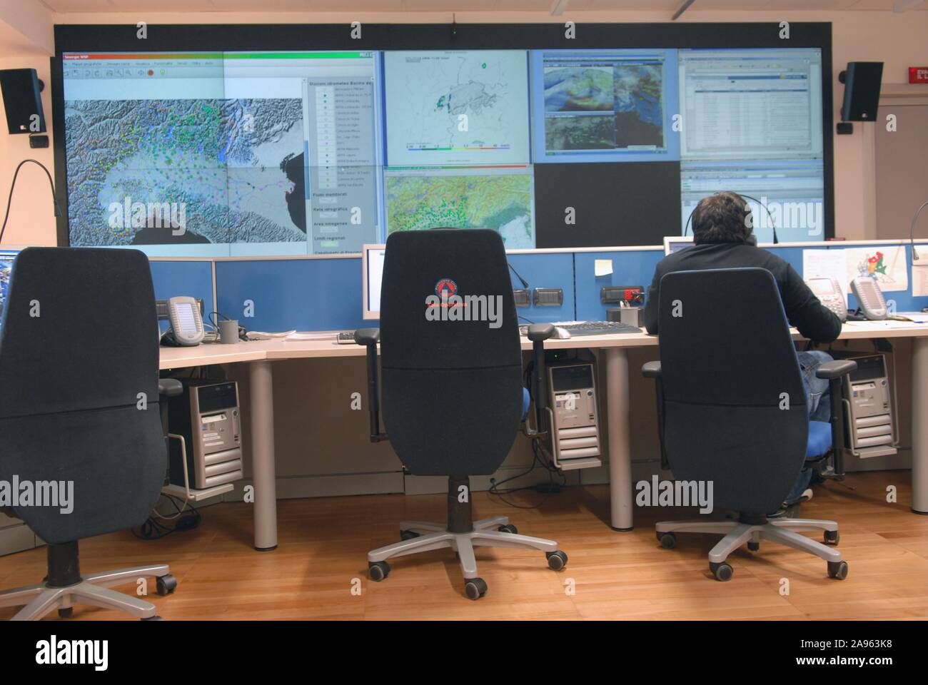 Milan (Italy), operational room of Lombardy Region civil defense Stock ...