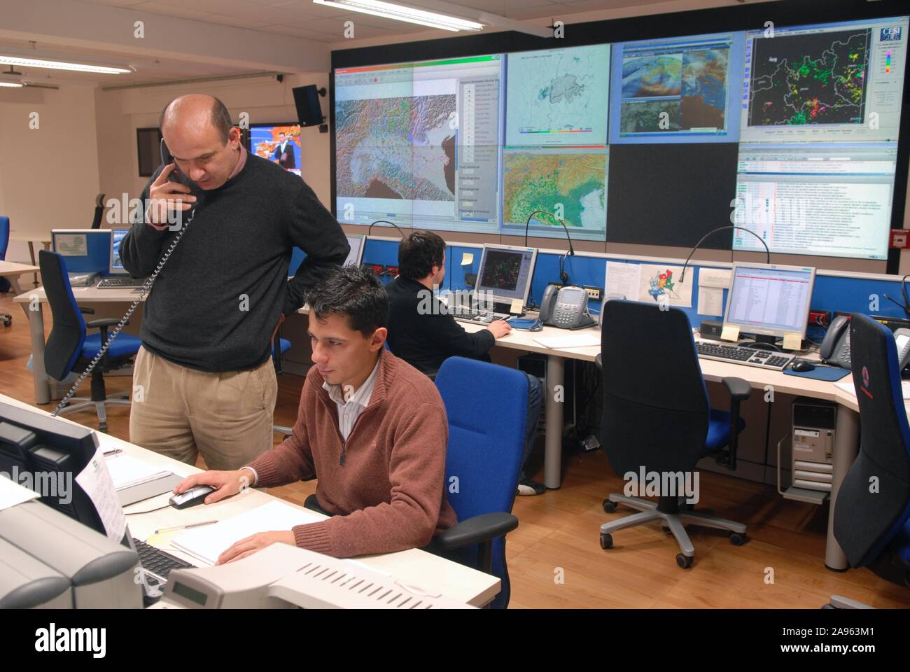 Milan (Italy), operational room of Lombardy Region civil defense Stock ...