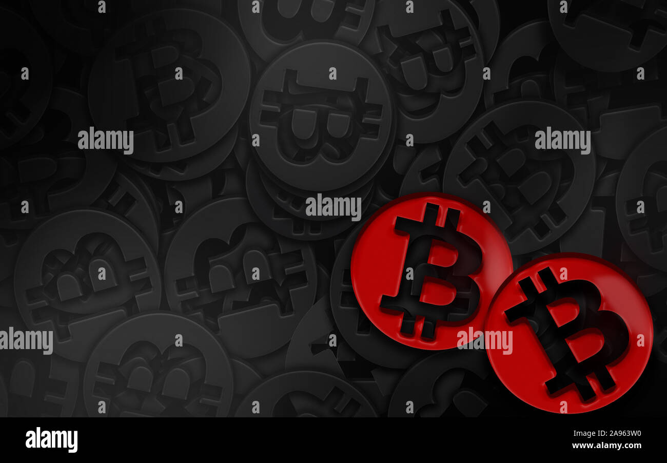 Red Bitcoin symbol on full of duplicates in black. High resolution ...