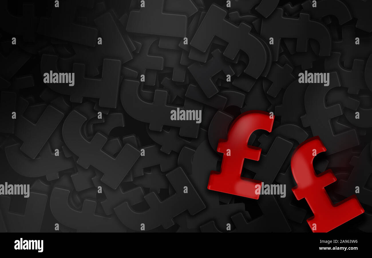 Red Pound symbol on full of duplicates in black. High resolution image ...