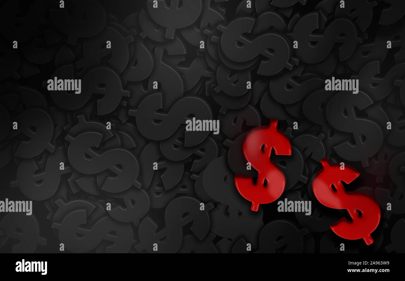 Red US Dollar Sign on full of duplicates in black. High resolution ...