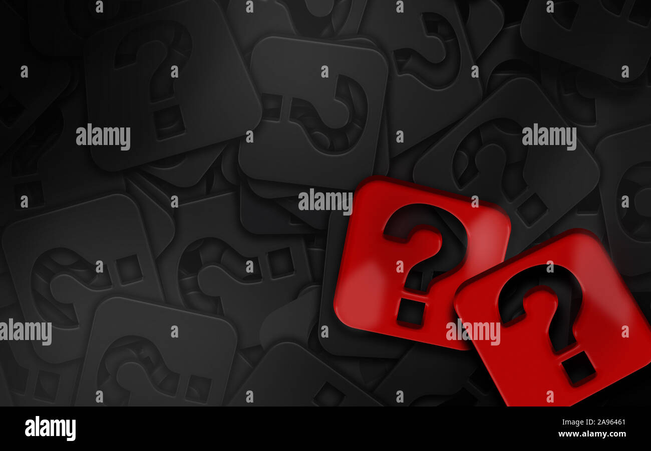 Red Question Mark symbol on full of duplicates in black. High ...