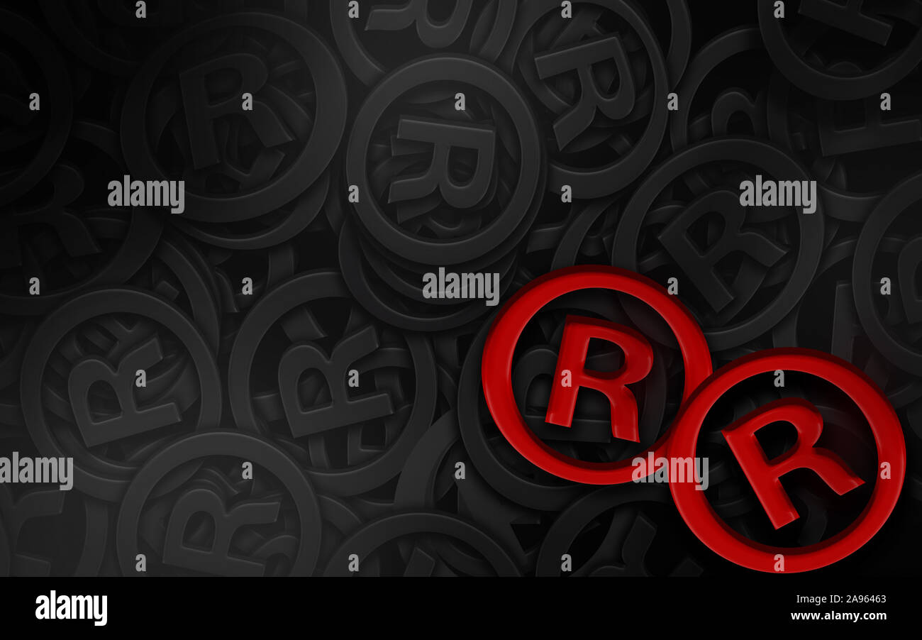 Red Registered symbol on full of duplicates in black. High resolution ...