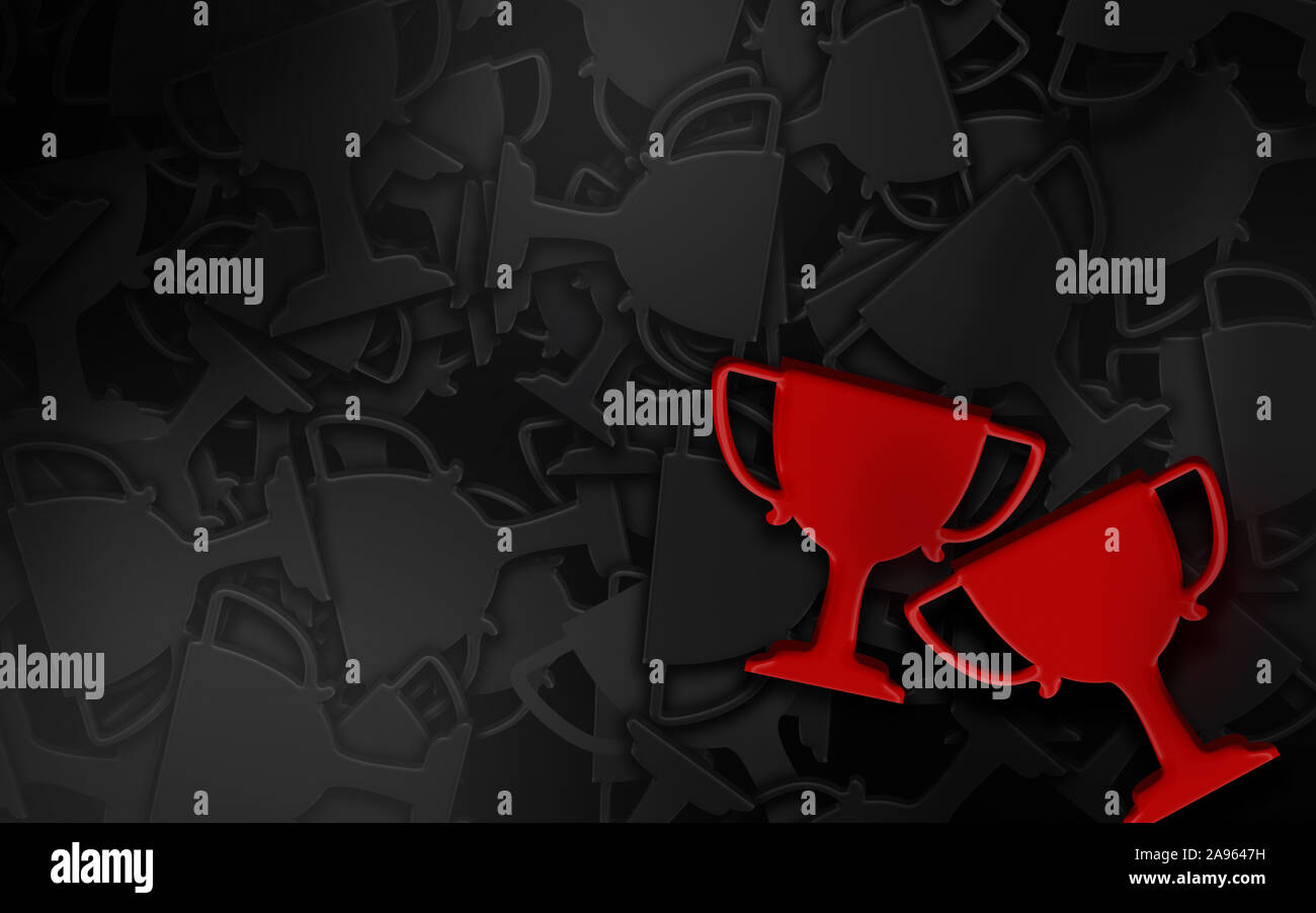 Red Trophy symbol on full of duplicates in black. High resolution image ...