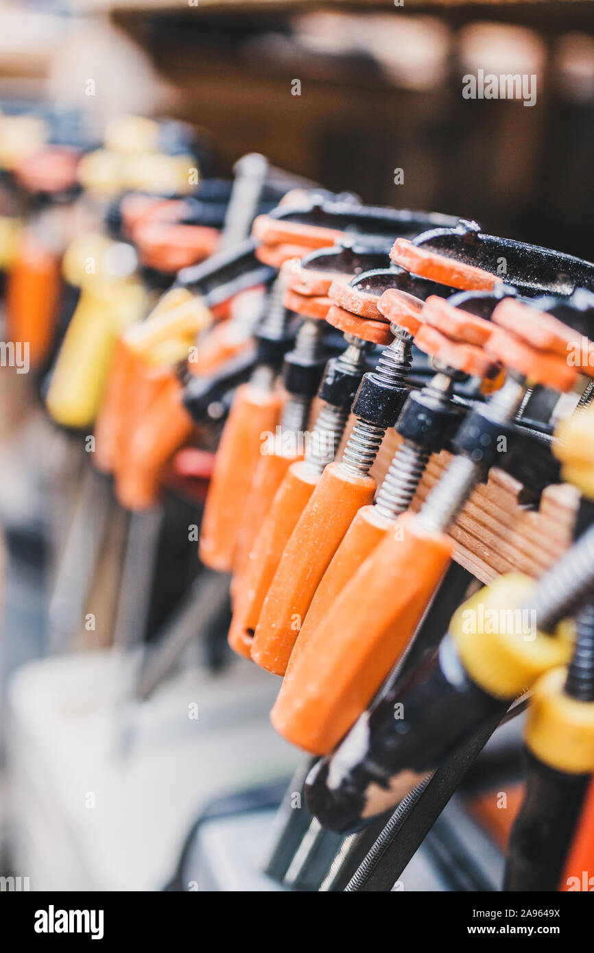 Carpentry workshop - a professional tool in the workplace- set of ...