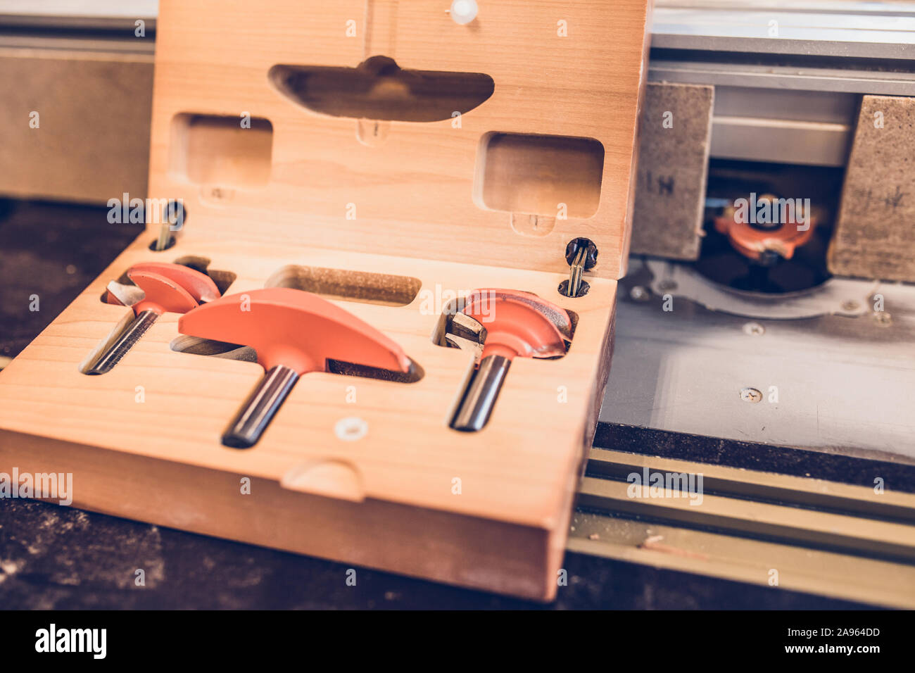 Carpentry workshop - carpentry workplace - materials and tools Stock ...