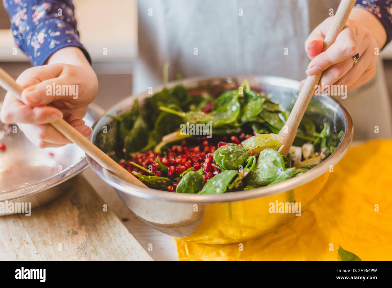 Homemade cooking utensils for a large group of guests - a festive salad ...