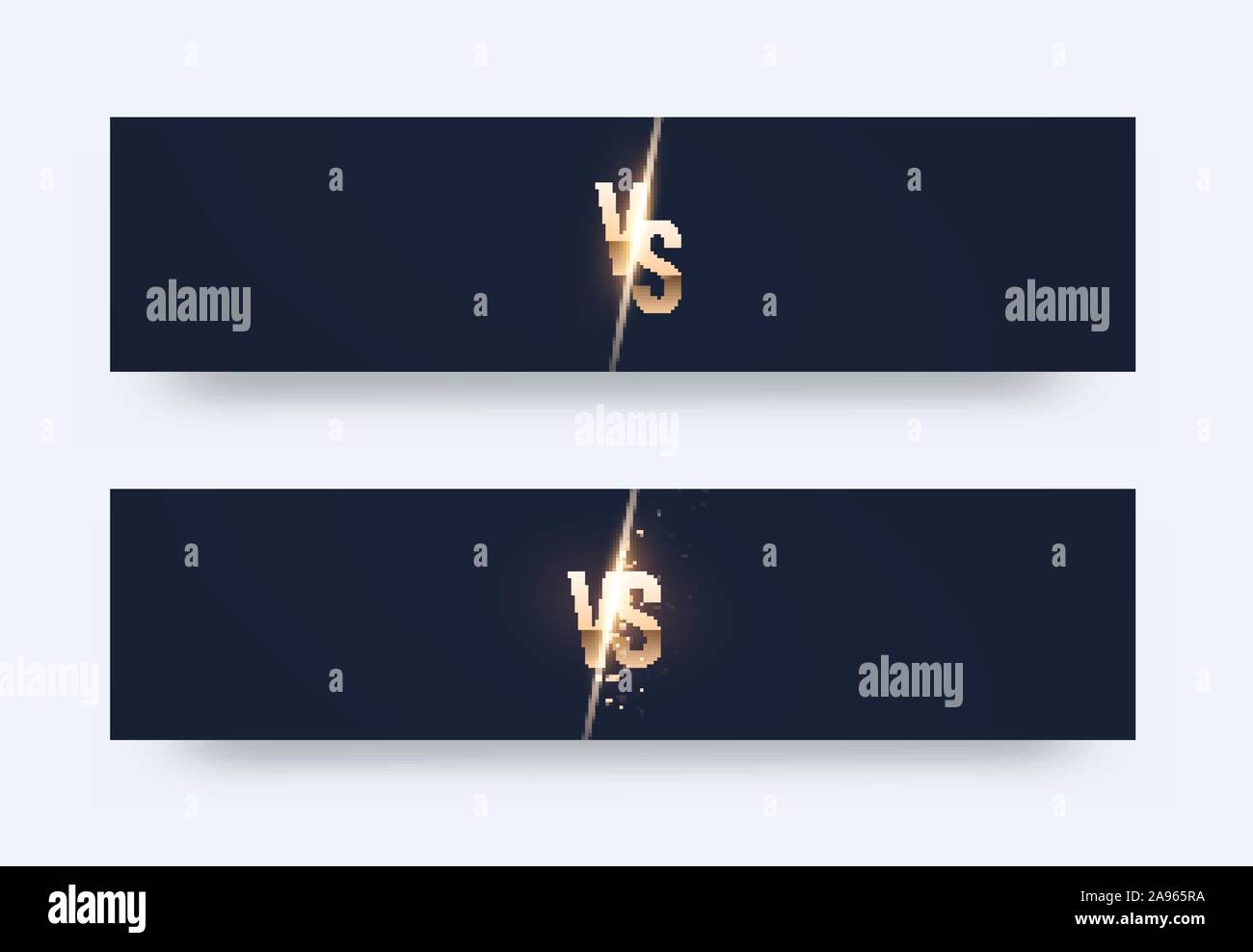 VS. two horizontal flyer vs letters on black background with shinning ...