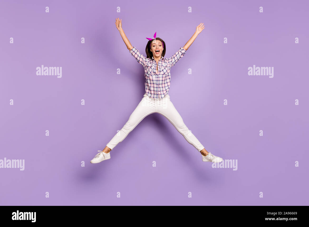 Full length body size view of her she nice attractive lovely girlish ...