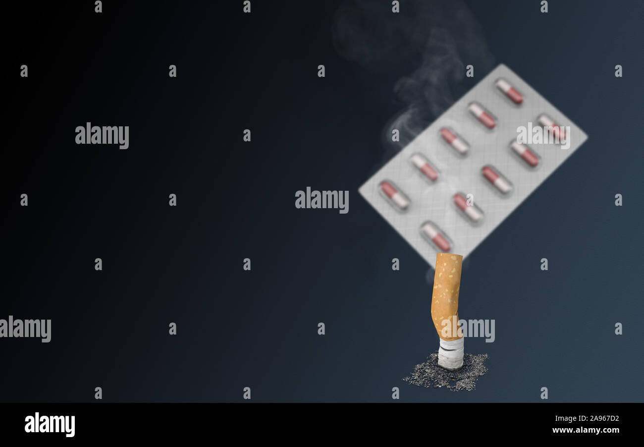 Smoking cigarettes is bad for your health concepts against black ...