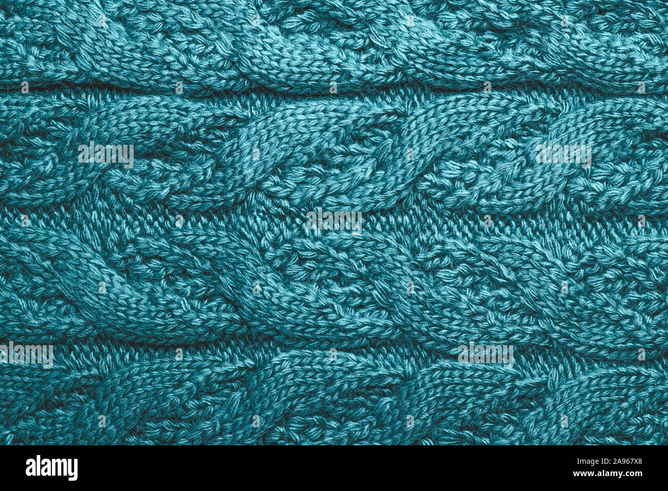 Abstract blue textile background. Loops of wool, yarn with knitting ...