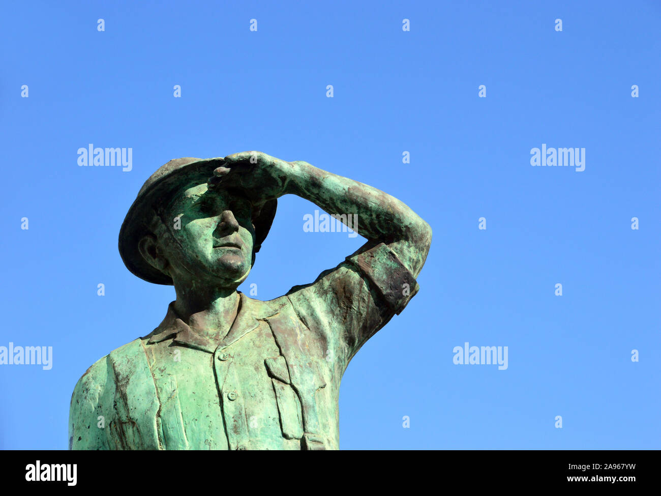 Bronze Statue is of a Gibraltar Defence Force Soldier Looking out to ...