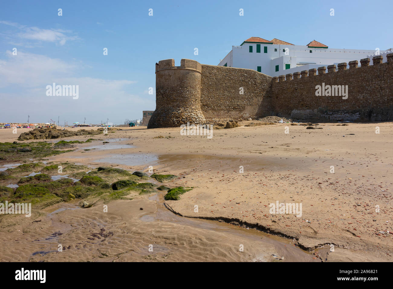 Asilah, Morocco-September 10, 2019: Beach in front of the fortified ...