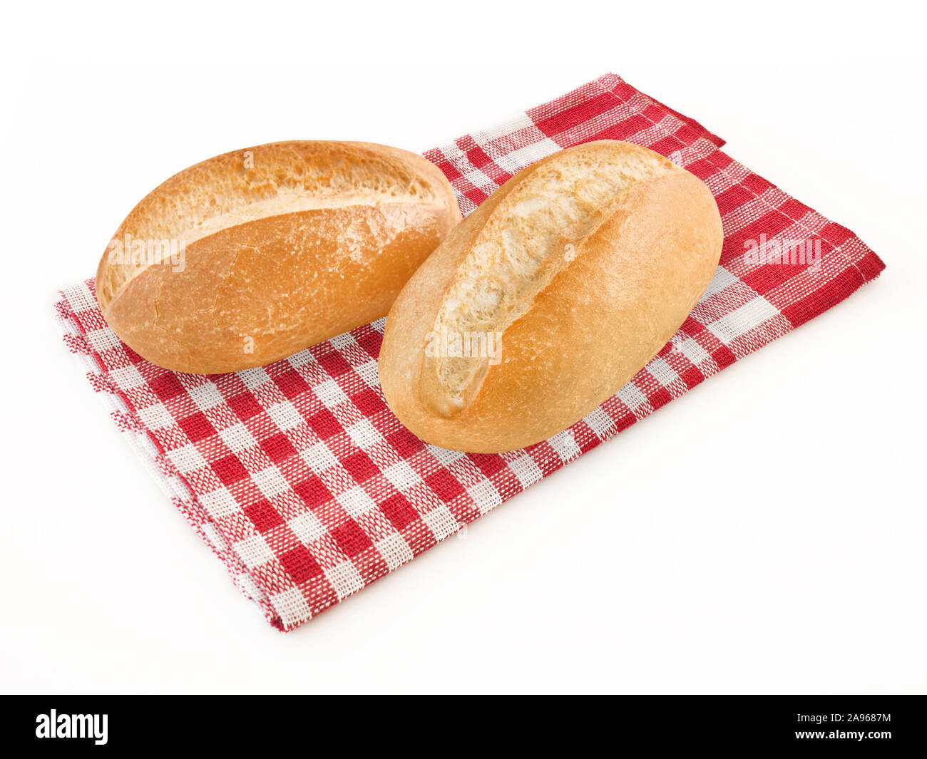 Two bread rolls against white background Stock Photo - Alamy