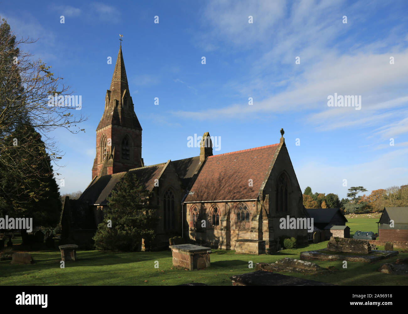 St. John the baptist church in Hagley, Worcestershire, England, UK ...