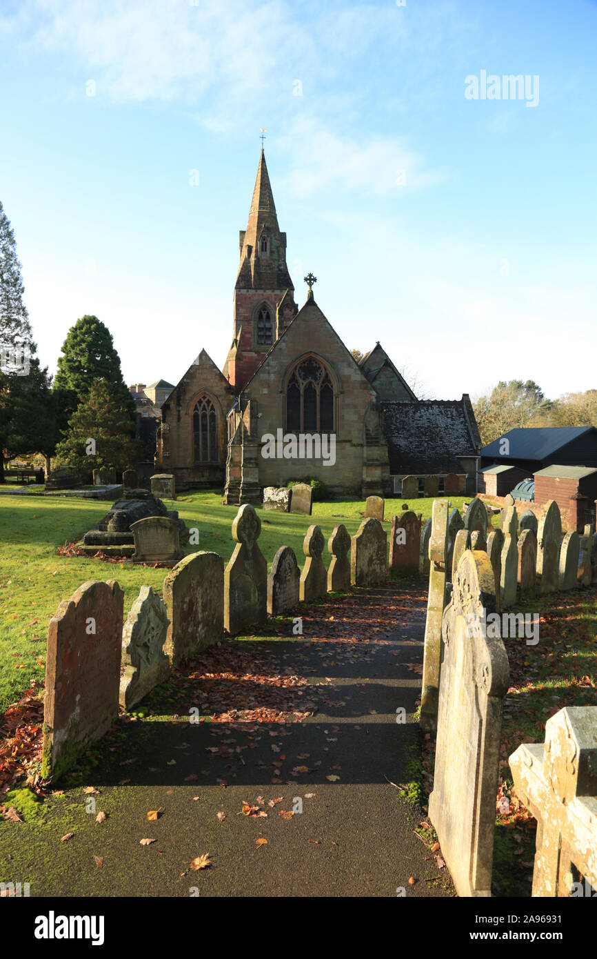 Gravestones lining a path in an English graveyard Stock Photo - Alamy