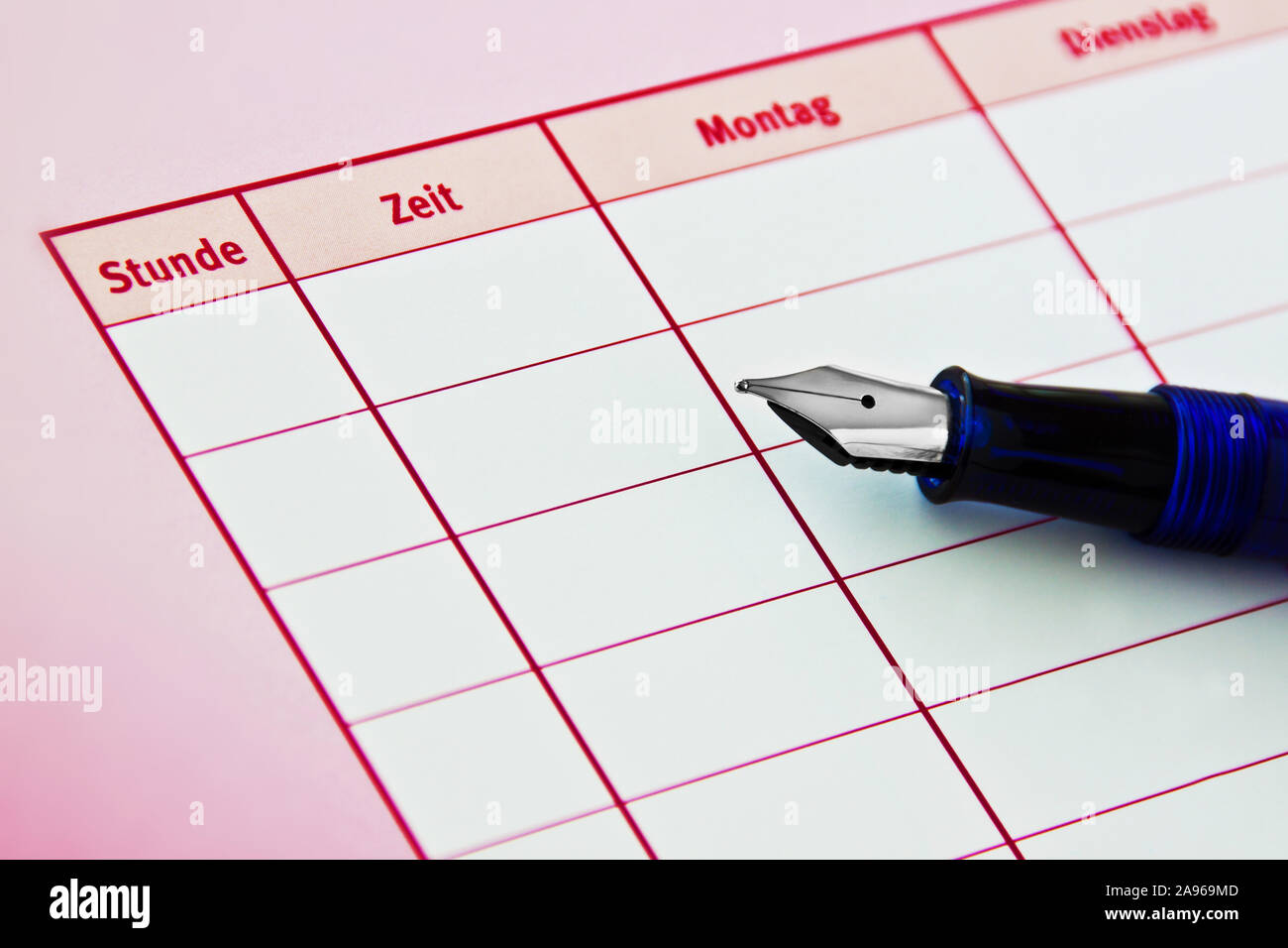 German school time table with hours time and weekdays Stock Photo - Alamy