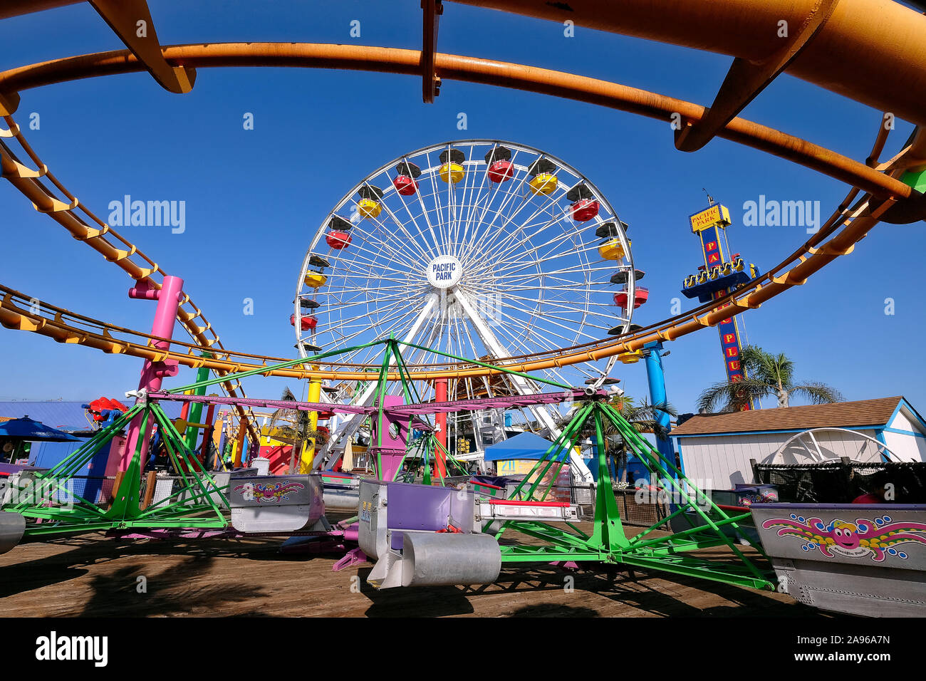 Funfair at the Santa Monica Pier, Santa Monica, California, USA Stock ...