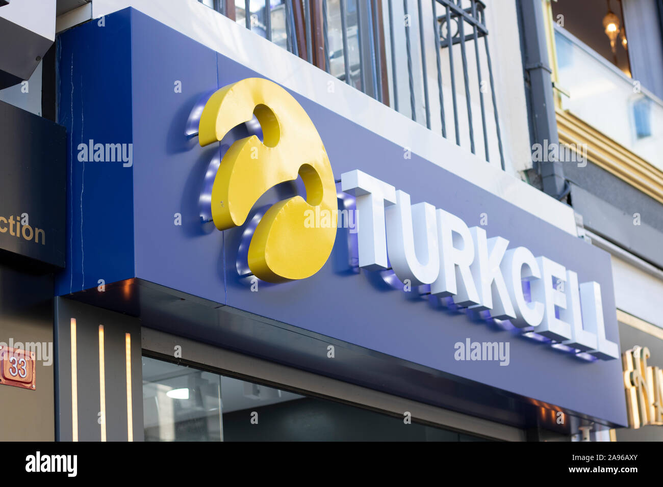 ISTANBUL, TURKEY -November-11, 2019: TURKCELL sign Turkcell is a ...