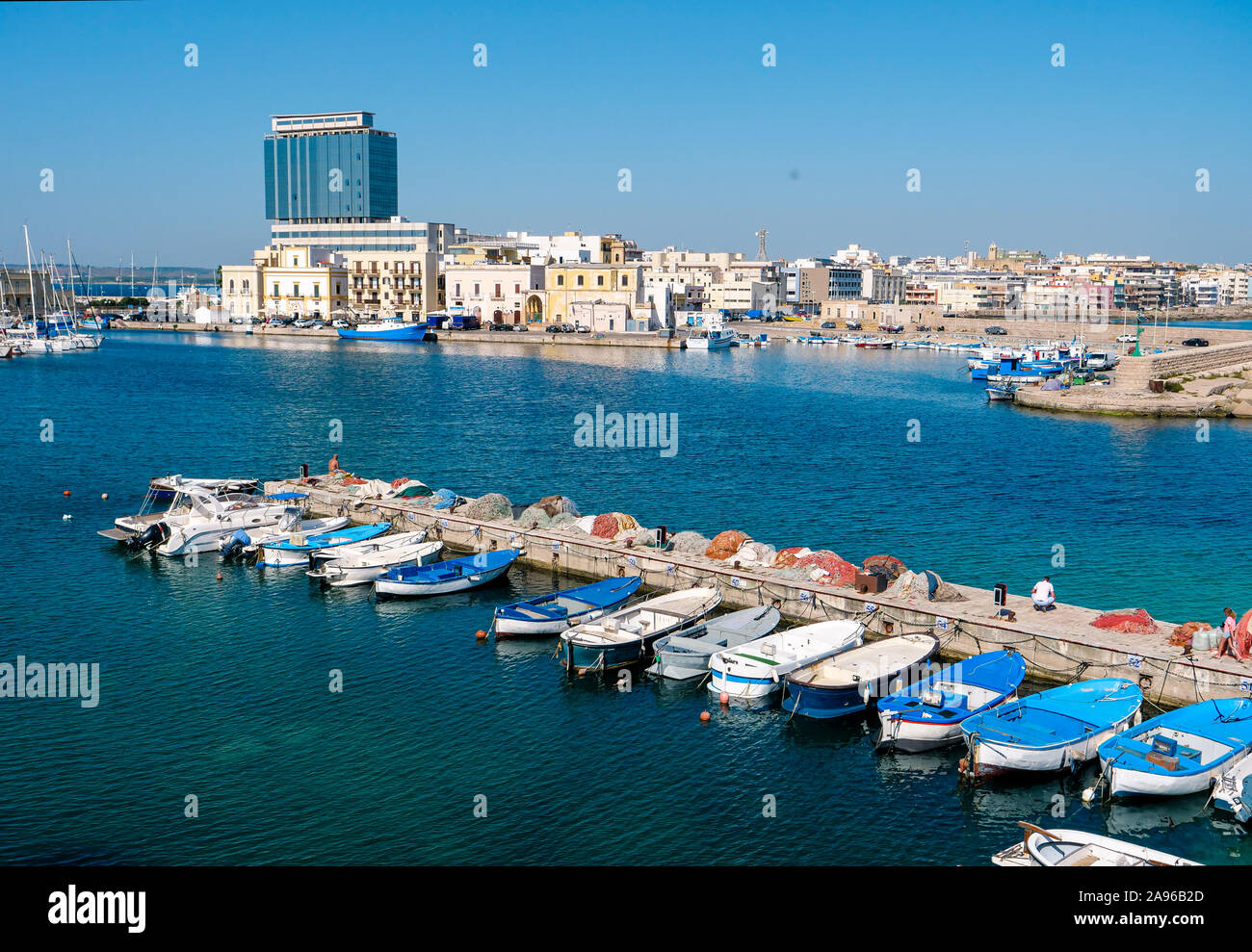Boats in the Mediterranean harbour at the travel destination Gallipoli ...