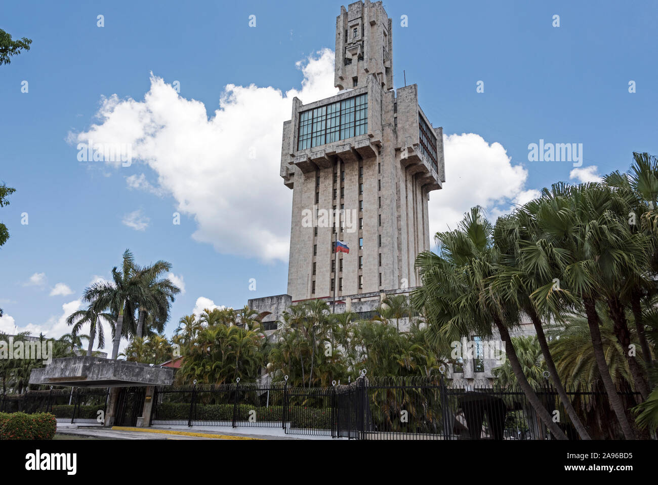 Russian Embassy with its tall concrete tower dominating the skyline at ...