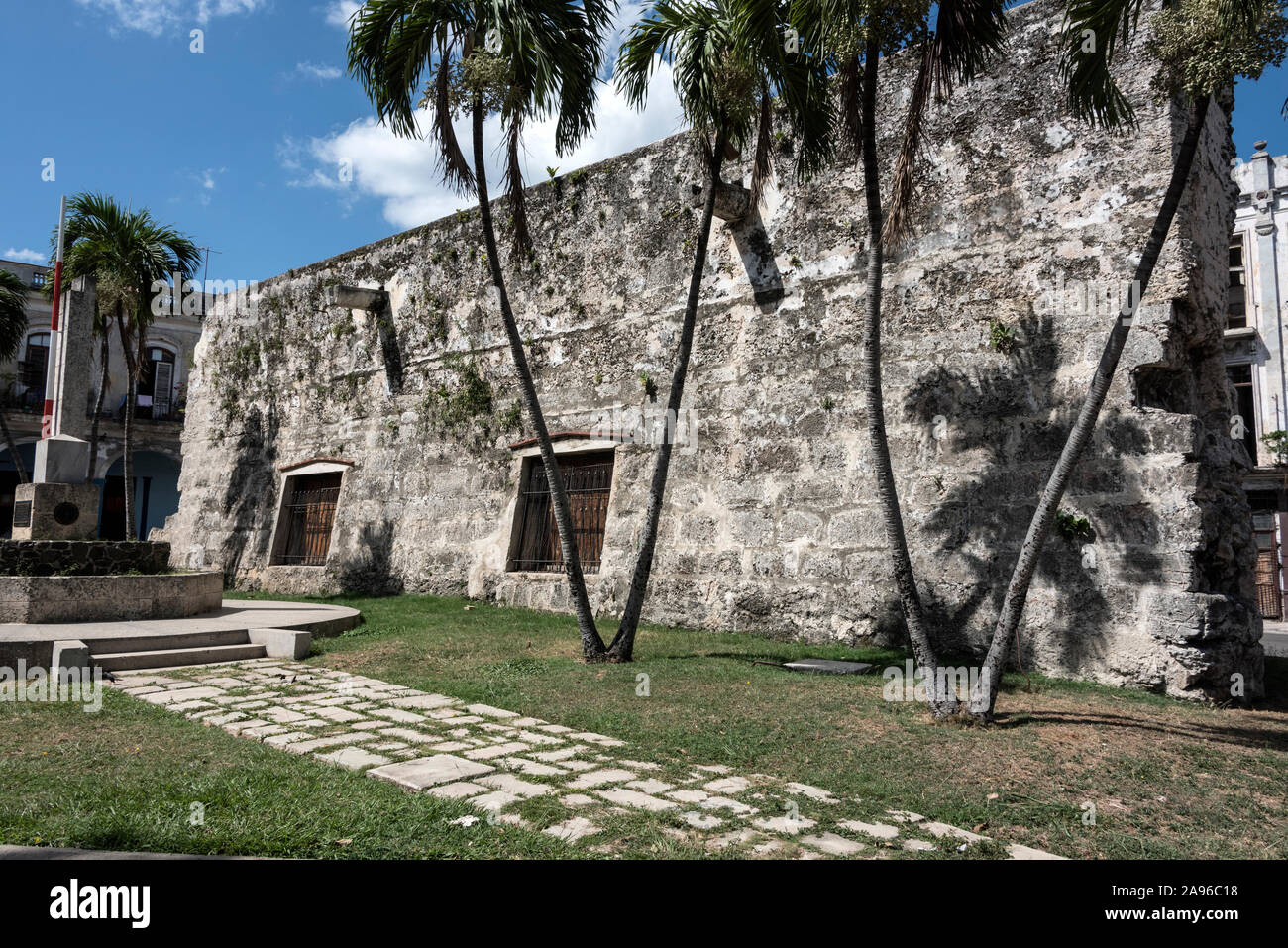 The remains of the Havana old defensive city wall in Parque de los ...
